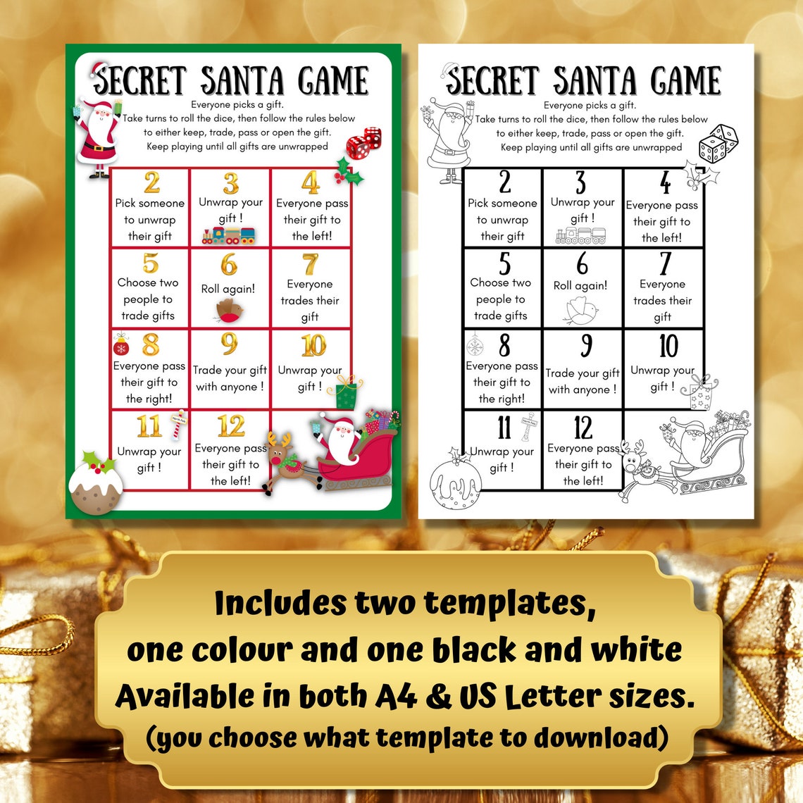 Secret Santa, Roll the Dice Holiday Gift Exchange Game. Christmas ...