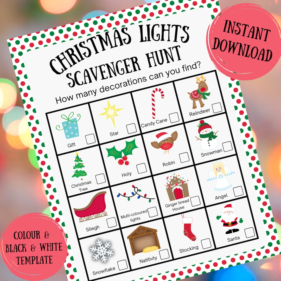 Printable Christmas Scavenger Hunt Kids Christmas Activity Christmas ...