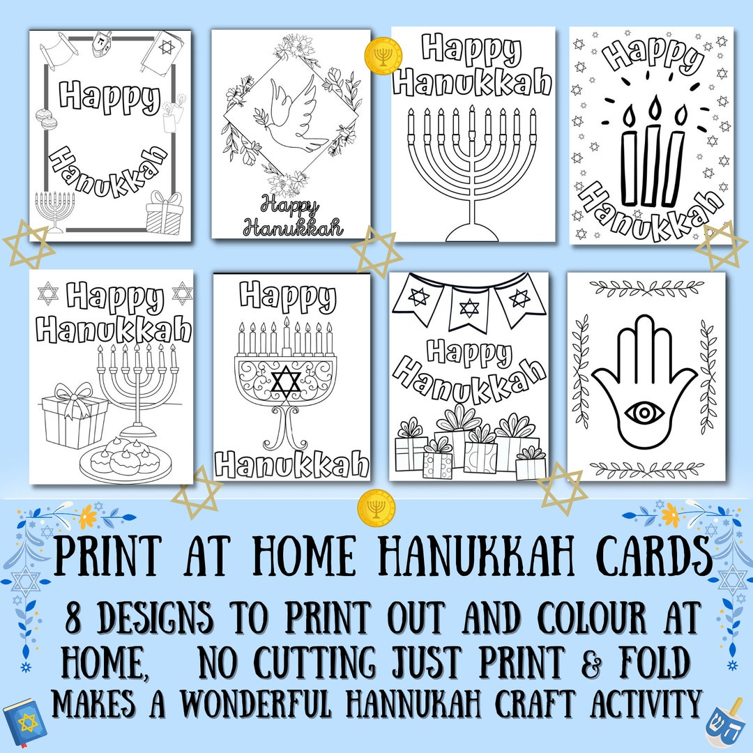 Hanukkah Printable Cards| Homemade Hanukkah Cards | Great Hanukkah ...