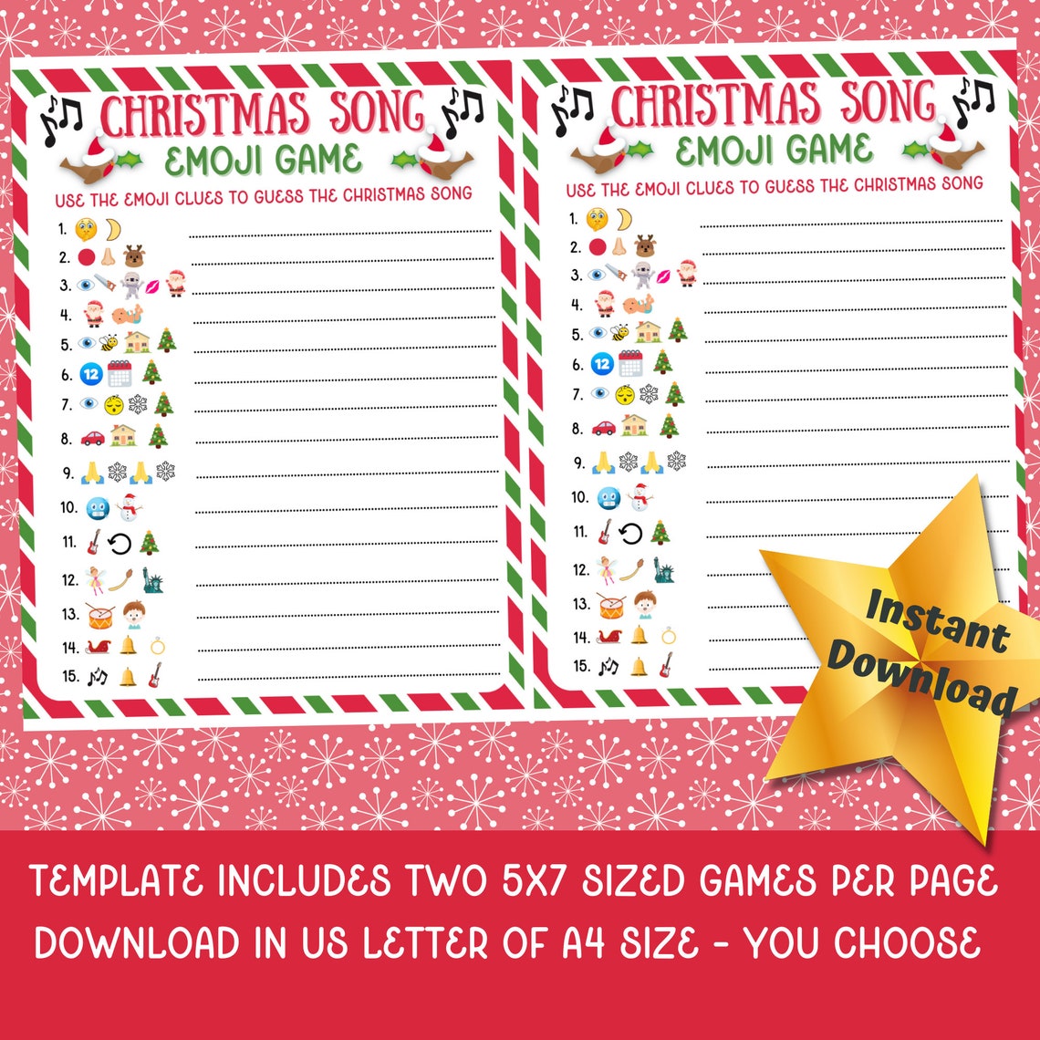 Christmas Emoji Pictionary Game Christmas Songs Emoji Quiz - Etsy