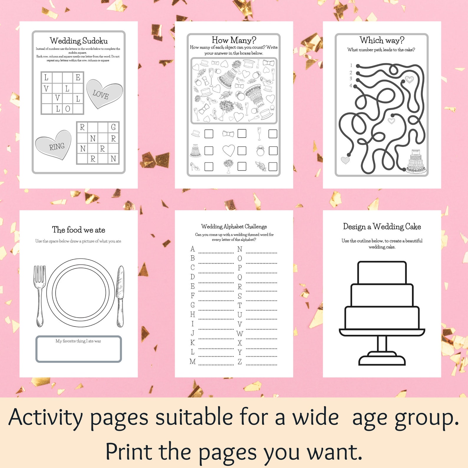 Kids Wedding Activity Pack Coloring&activity Pages for Kids | Etsy
