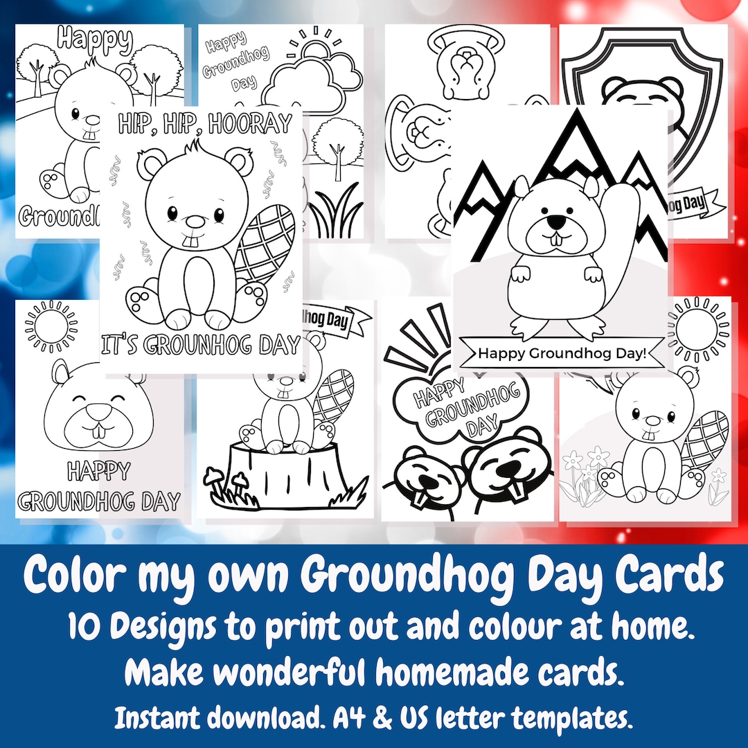 Groundhog Day Printable Cards. Homemade Cards, Print, Colour and Fold ...