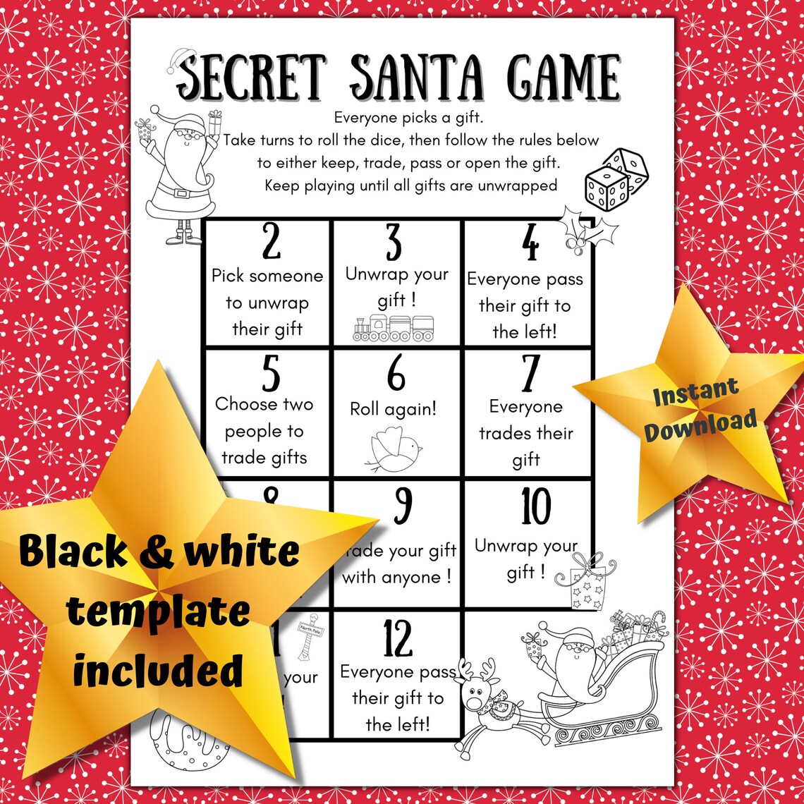 Secret Santa, Roll the Dice Holiday Gift Exchange Game. Christmas ...