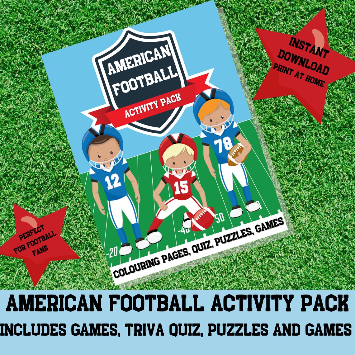 American Football Activity Pack for Kids American Football Printable ...