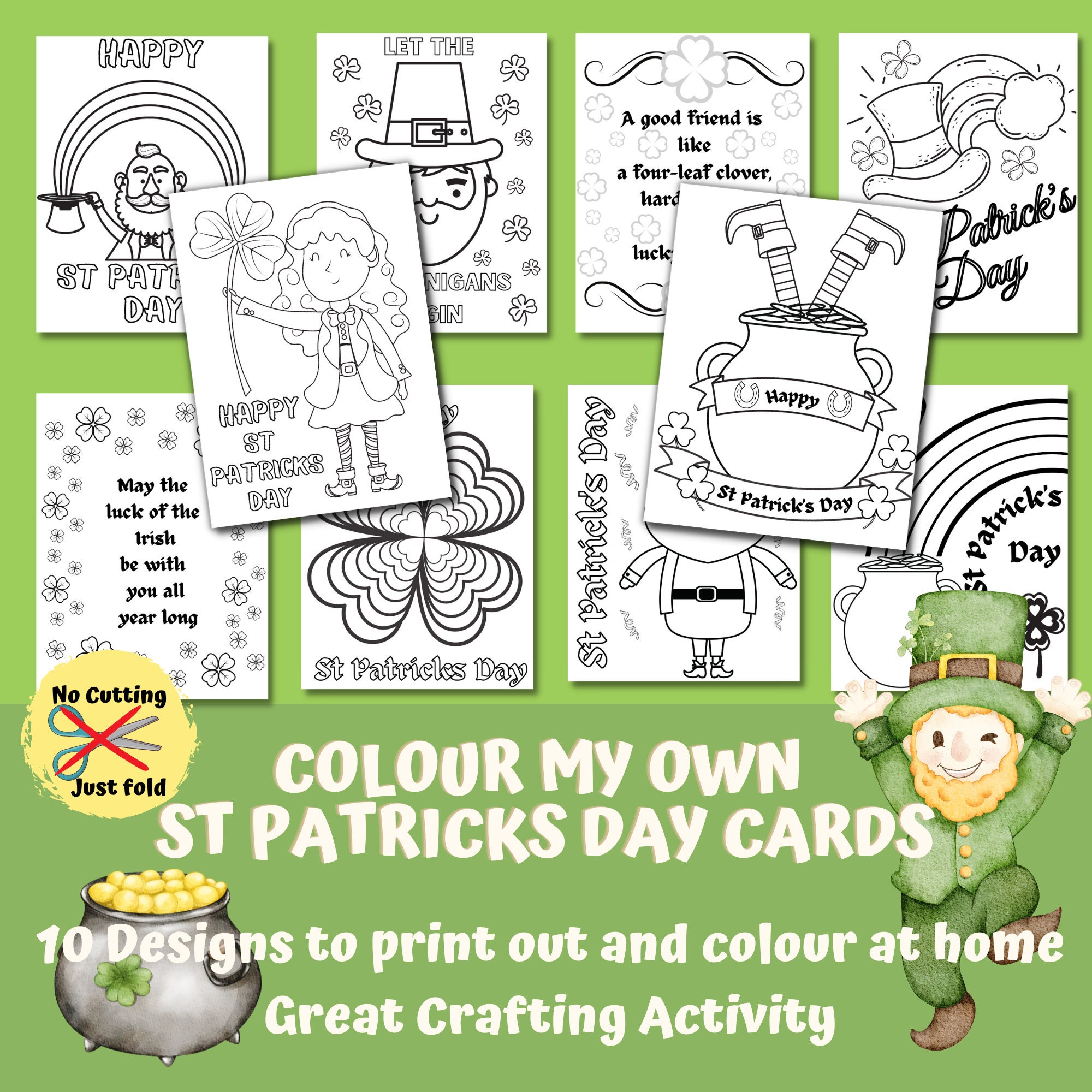 St Patrick's Day Printable Cards. Homemade St Patrick's Cards, Print ...