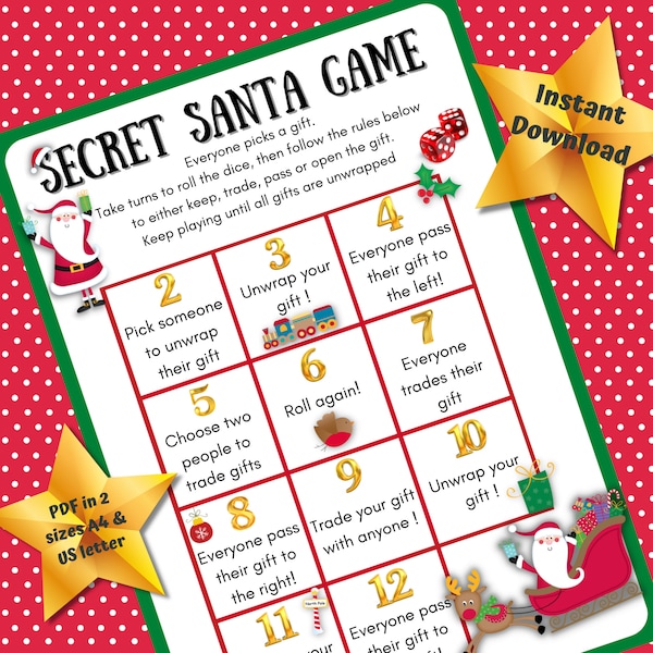 Secret Santa Dice Game - Etsy