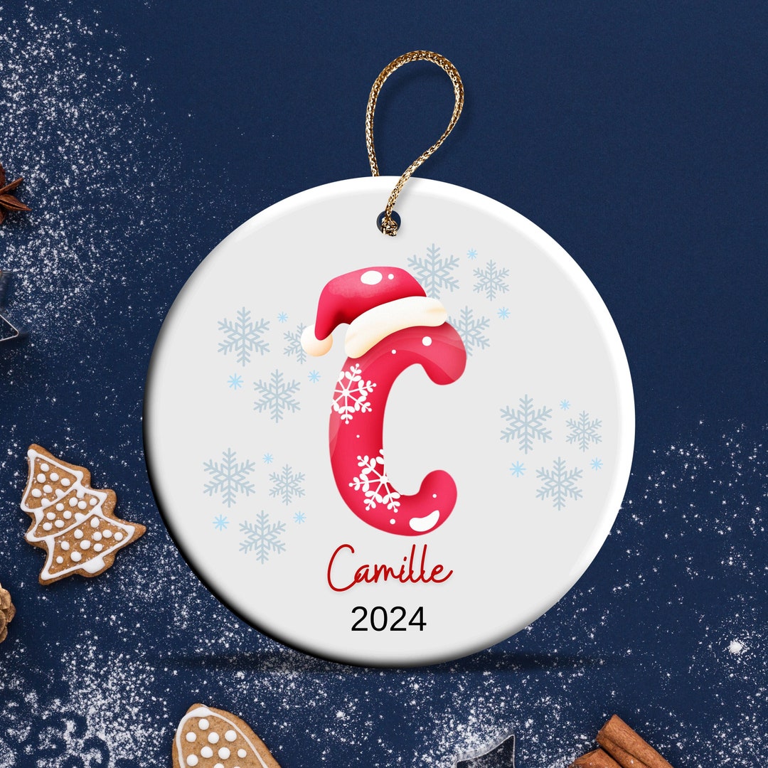 Letter C Name Ornament, 2024 Family Ornament, Custom Initial Ornament ...