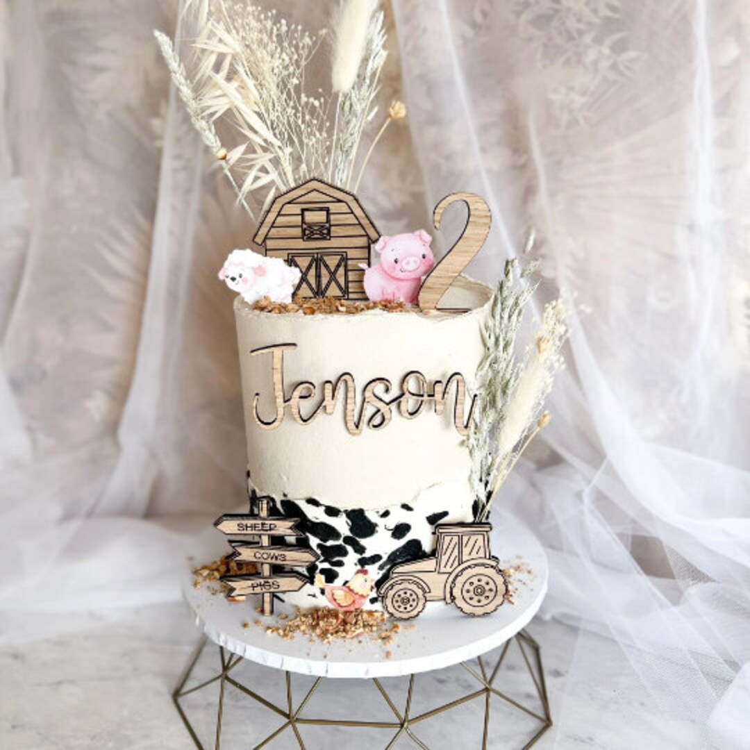 Farm Cake Topper, Birthday Topper, Farmyard, Personalised Cake Topper ...