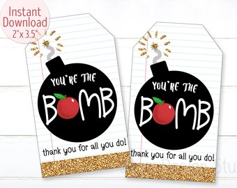 You're the BOMB Printable Gift Tag Instant Download - Etsy