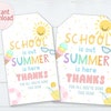 Printable Have a Great Summer Tag Cookie Tag Teacher Appreciation Tags ...
