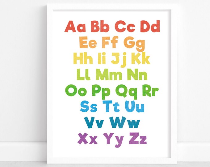 Printable Rainbow Alphabet Flash Cards Watercolor Letter - Etsy