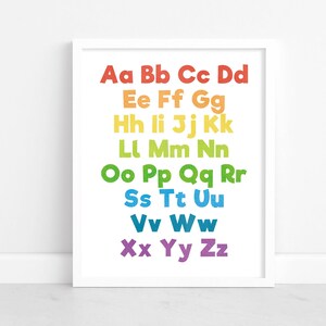 Rainbow Alphabet ABC Printable Nursery Wall Art Home School Educational ...