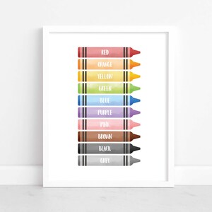 Rainbow Crayon Colors Printable Home School Educational Print Nursery ...