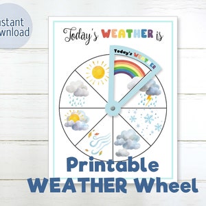 Printable Today's Weather Wheel Preschool Kindergarten | Etsy