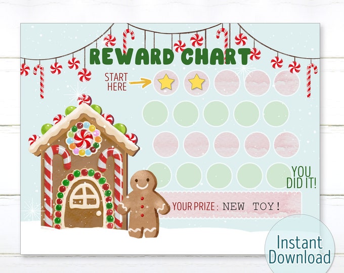 Printable Gingerbread House Reward Chart Kids Christmas Behavior Chart ...