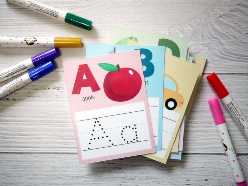 Printable Alphabet Tracing Flash Cards Preschool Homeschool - Etsy