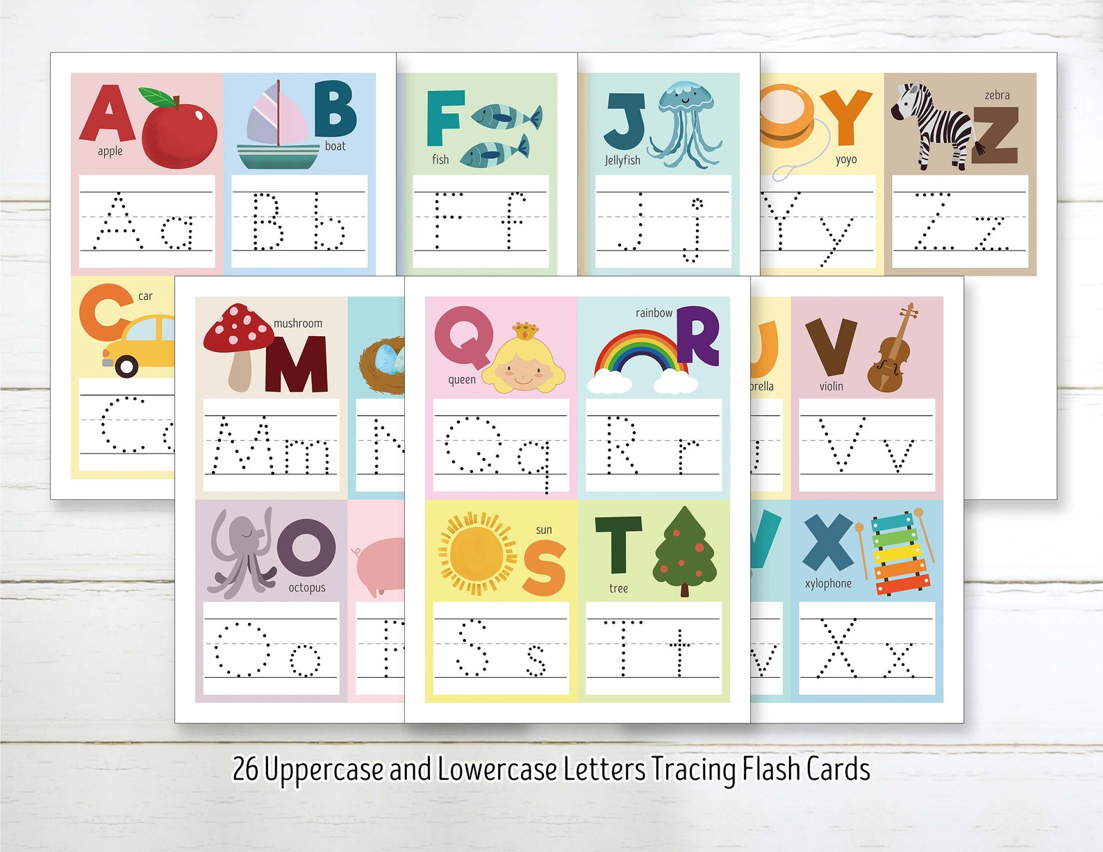 Printable Alphabet Tracing Flash Cards Preschool Homeschool - Etsy UK