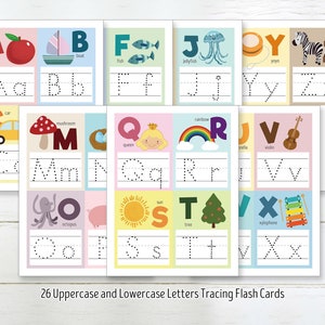 Printable Alphabet Tracing Flash Cards Preschool Homeschool Handwriting ...