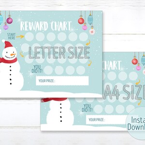 Printable Snowman Reward Chart Christmas Kids Behavior Chart Winter ...