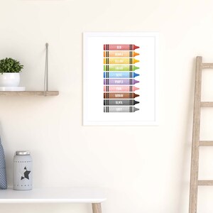 Rainbow Crayon Colors Printable Home School Educational Print Nursery ...