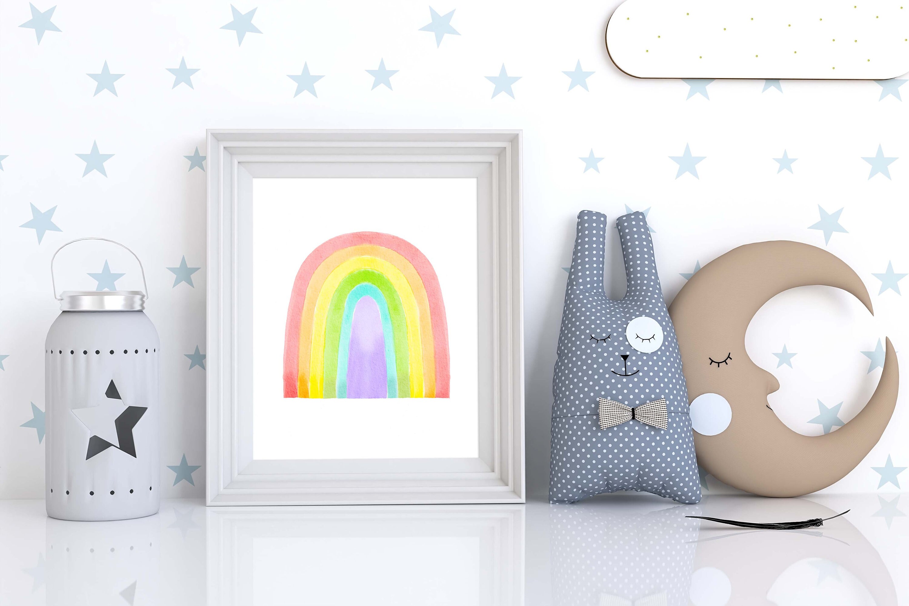 ABC Poster Set of 3 Prints Numbers Alphabet Rainbow Watercolor ...
