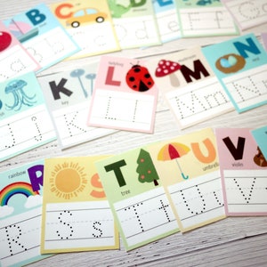 Printable Alphabet Tracing Flash Cards Preschool Homeschool Handwriting ...
