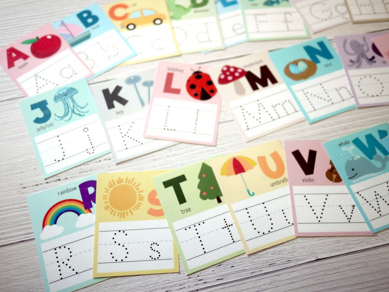 Printable Alphabet Tracing Flash Cards Preschool Homeschool - Etsy