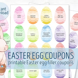 Printable Easter Egg Filler Coupons Kid's Holiday Coupons Reward ...