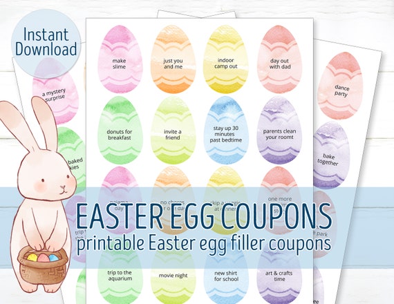 Printable Easter Egg Filler Coupons Kid's Holiday Coupons | Etsy