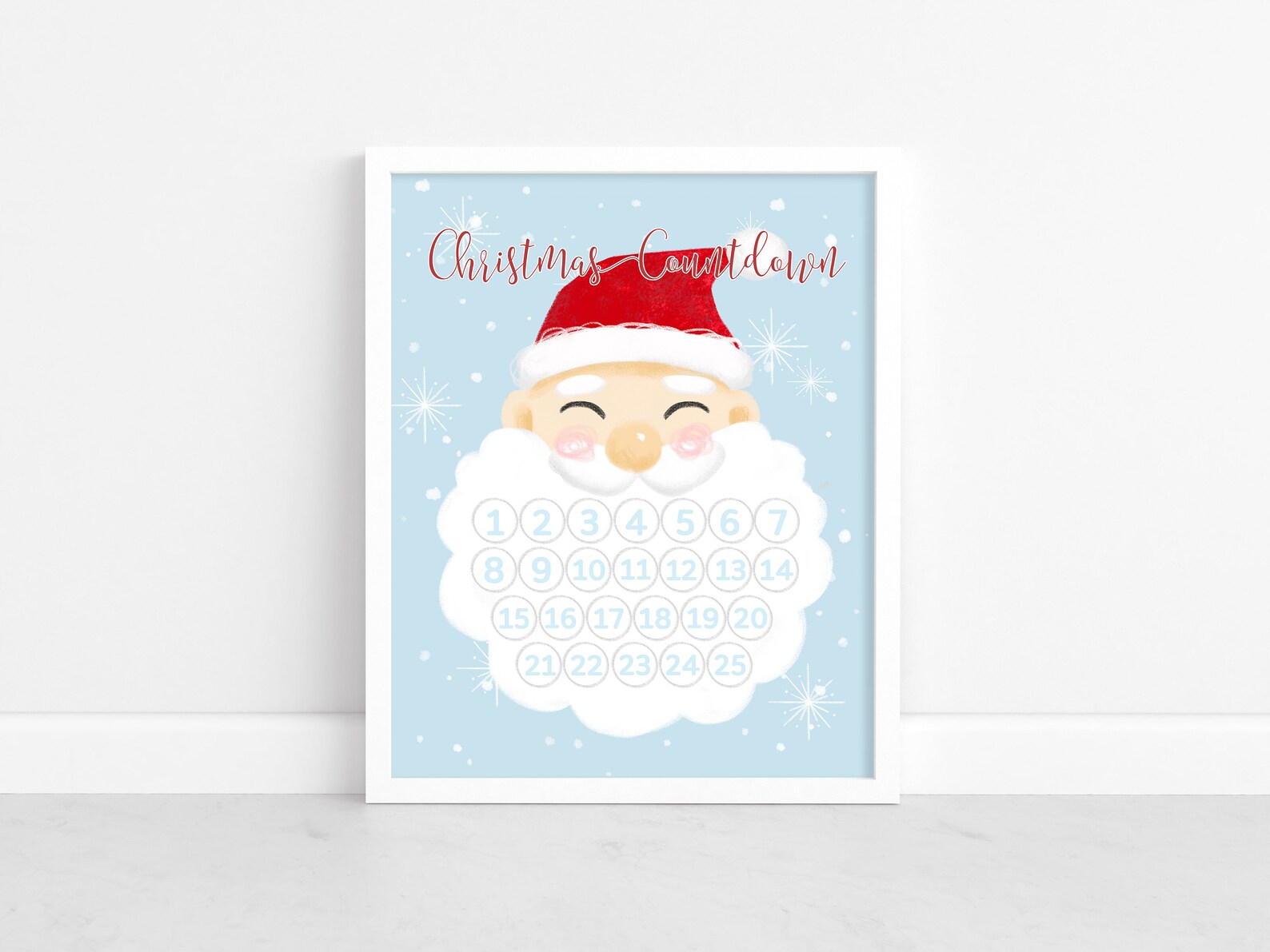 Printable Countdown to Christmas Santa Face Santa Beard Christmas ...