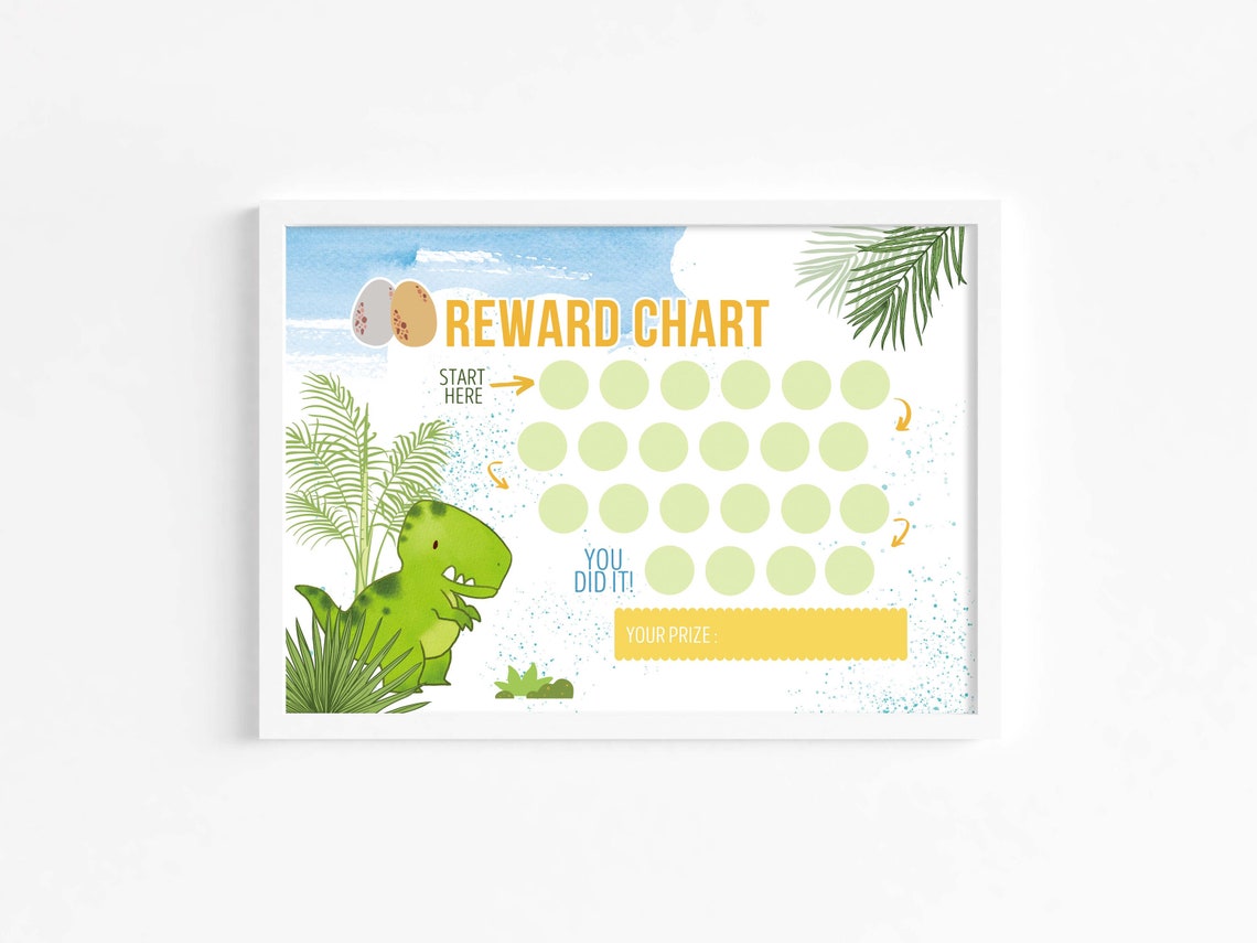 Editable Dinosaur Reward Chart for Kids Printable Fillable PDF Behavior ...