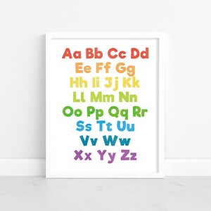 ABC Poster Set of 3 Prints Numbers Alphabet Rainbow Watercolor ...
