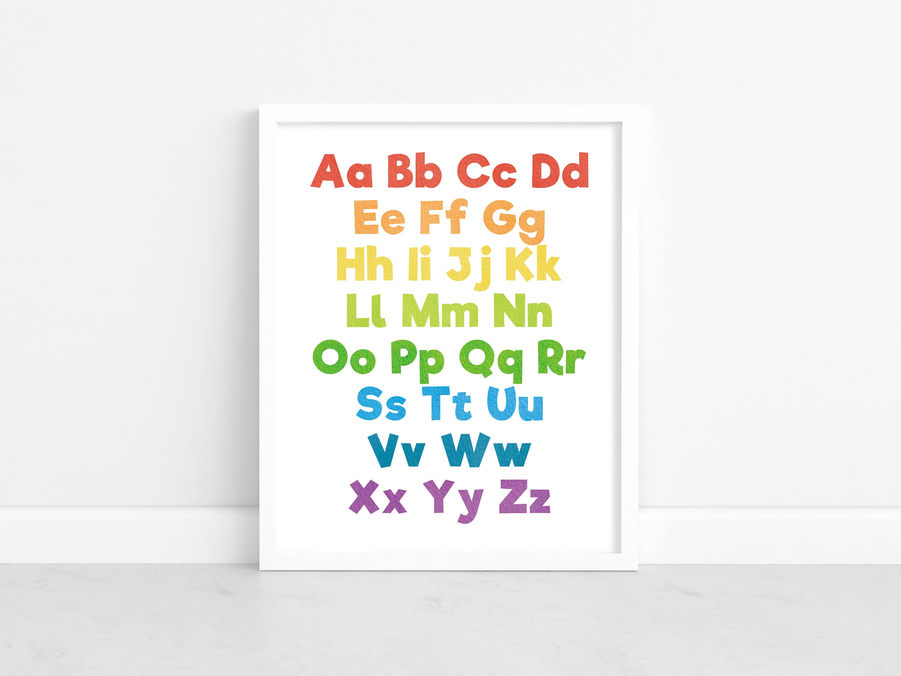 ABC Poster Set of 3 Prints Numbers Alphabet Rainbow Watercolor ...