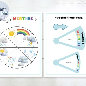 Printable Today's Weather Wheel Preschool Kindergarten Activity ...
