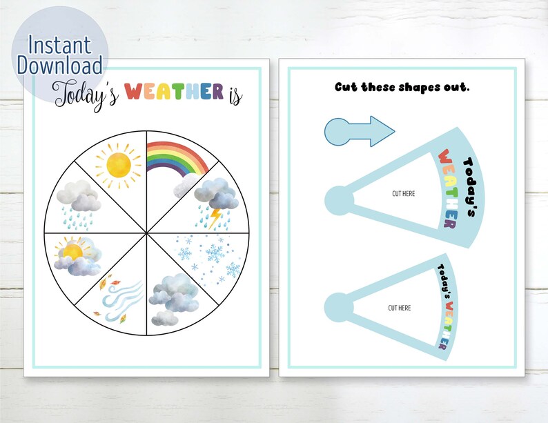Printable Today's Weather Wheel Preschool Kindergarten | Etsy
