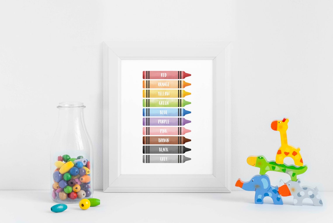 Rainbow Crayon Colors Printable Home School Educational Print - Etsy