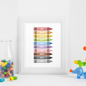 Rainbow Crayon Colors Printable Home School Educational Print Nursery ...
