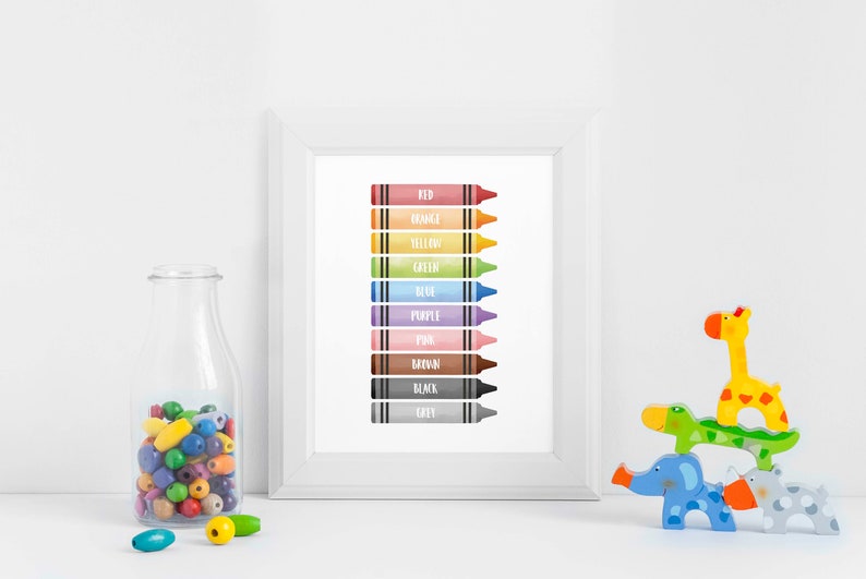 Rainbow Crayon Colors Printable Home School Educational Print Nursery ...