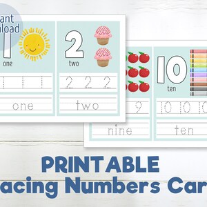 Printable Numbers 1 to 10 Tracing Flashcards Math Worksheets Preschool ...