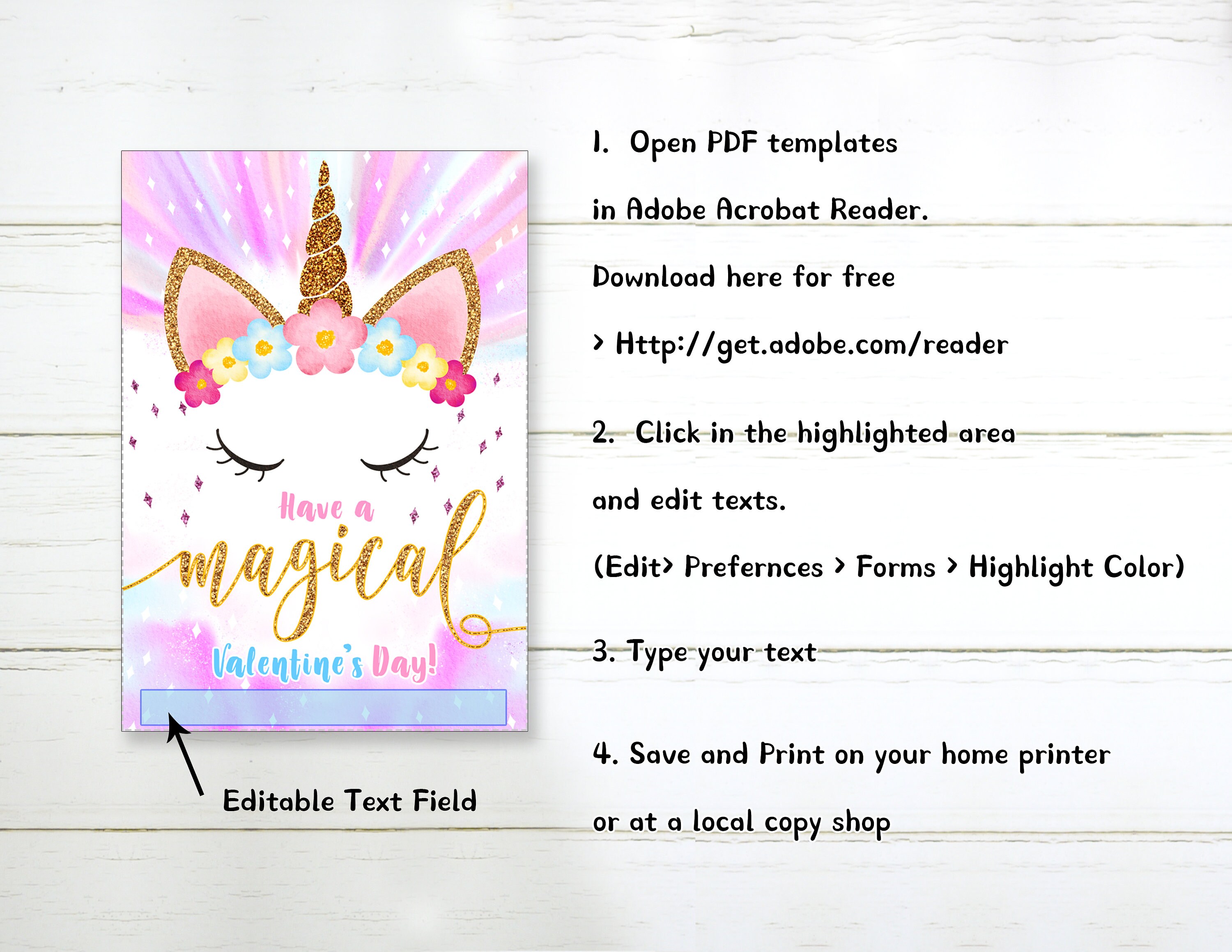 Editable Unicorn Valentine Tags for Kids Printable Have a | Etsy