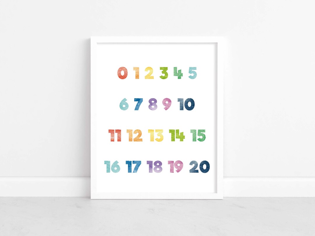 Watercolor Rainbow Numbers Printable Preschool Poster Home School ...