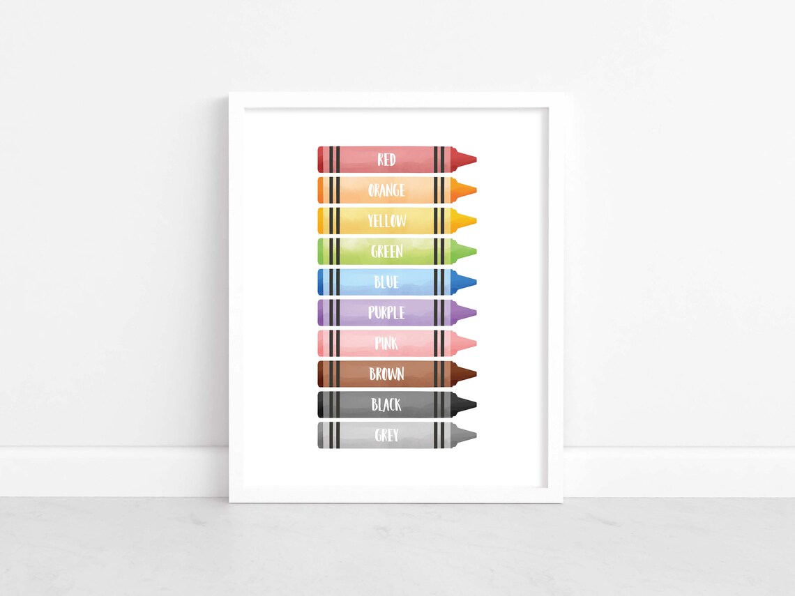 Rainbow Crayon Colors Printable Home School Educational Print - Etsy