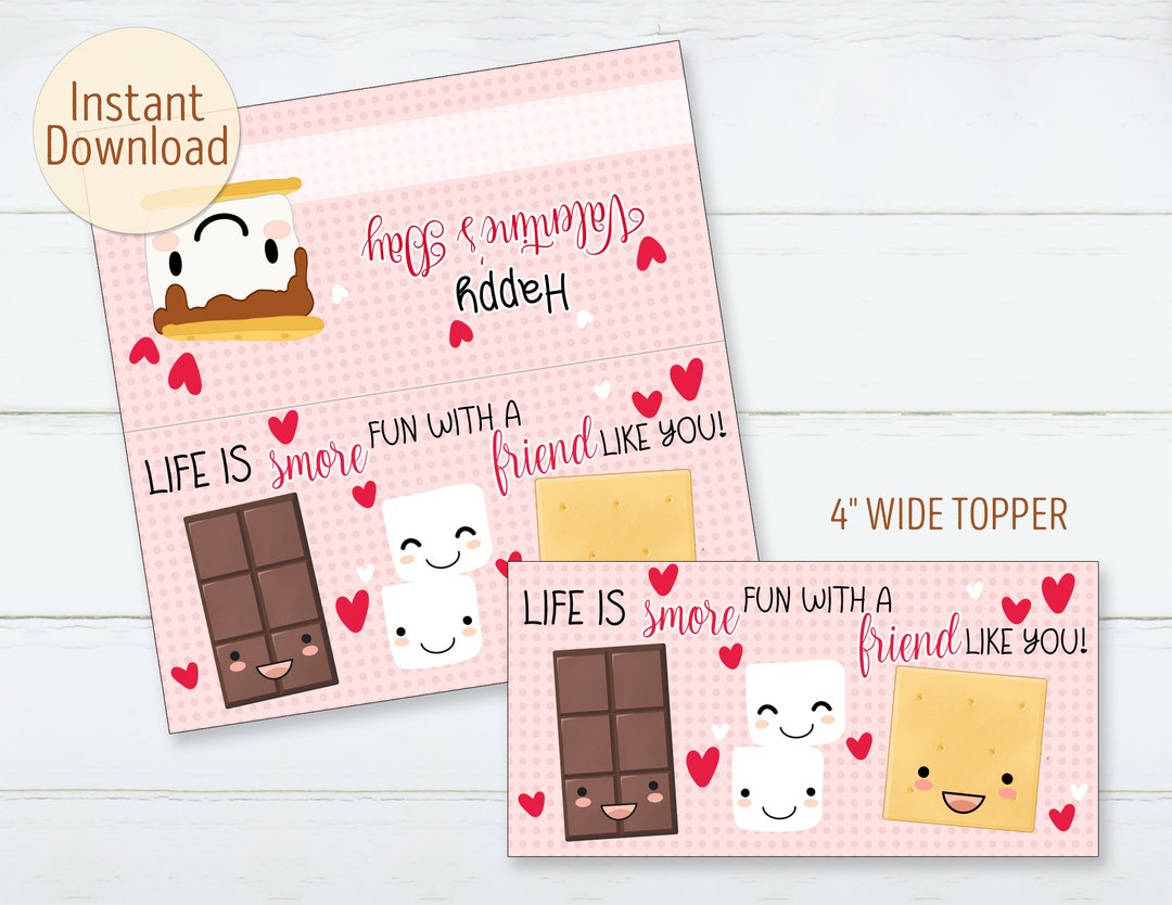 Printable S'mores Valentine's Day Treat Bag Topper Life is More Fun ...