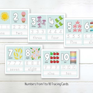 Printable Numbers 1 to 10 Tracing Flashcards Math Worksheets Preschool ...