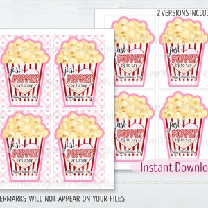 Popcorn Valentine Cards Printable Just POPPIN' by to Say Happy ...