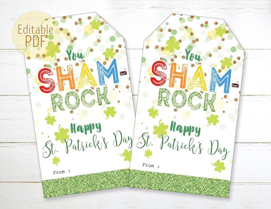 Editable PDF St. Patrick's Day Shamrock Favor Tags Personalized Gift ...
