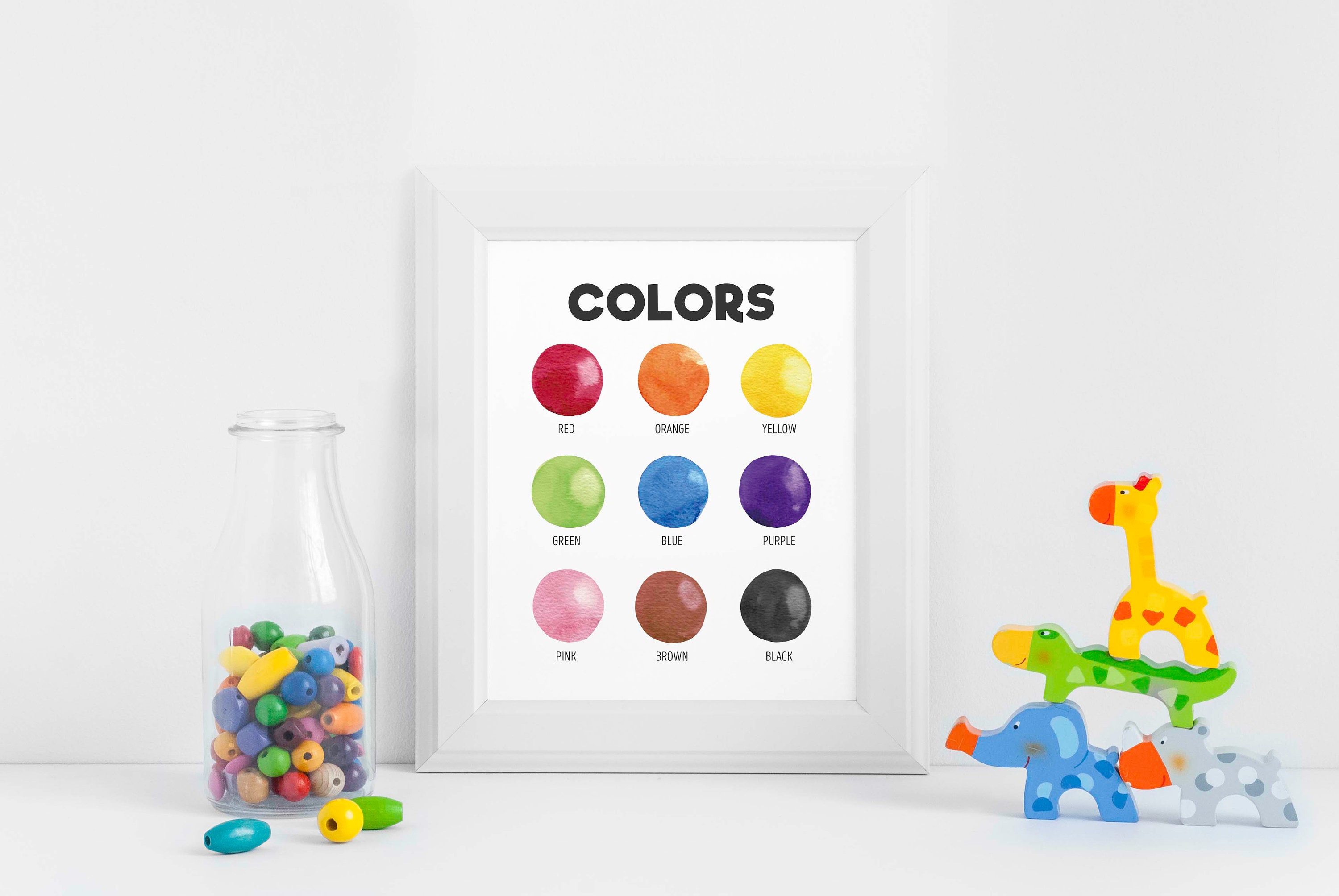Watercolor Rainbow Colors Printable Home School Educational Print ...