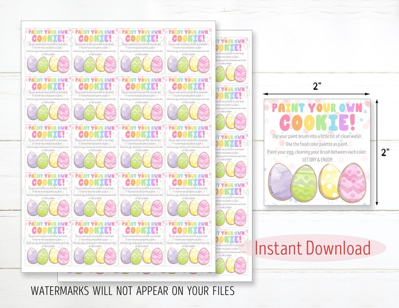Printable PYO Cookie Tag With Instructions Paint Your Own - Etsy