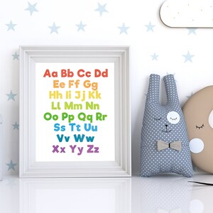 ABC Poster Set of 3 Prints Numbers Alphabet Rainbow Watercolor ...