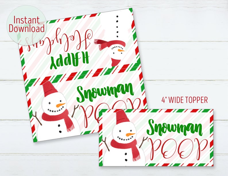 Snowman Poop Treat Bag Topper Printable Cute Christmas Party - Etsy
